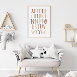 Neutral Alphabet Poster, Alphabet Print, PRINTABLE Educational Wall Art ...