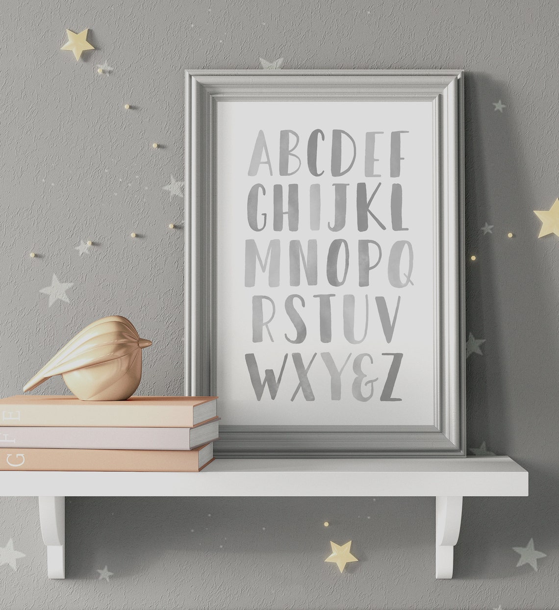 Gray Alphabet Poster Gray ABC Print Alphabet Print - Etsy