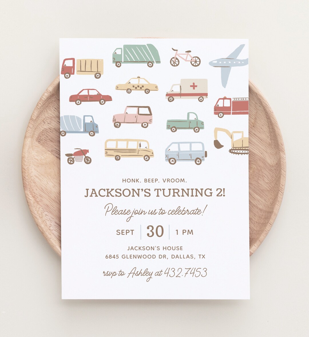Transportation Birthday Invitation Template, Editable Cars and Trucks ...