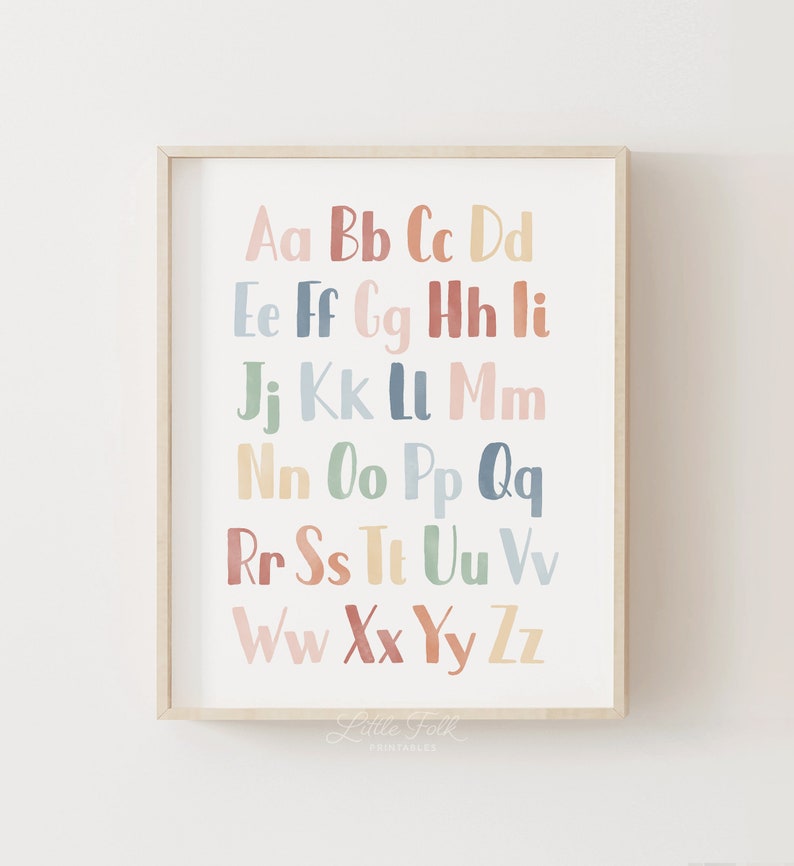 Rainbow Alphabet Poster ABC Print Printable Educational Wall - Etsy