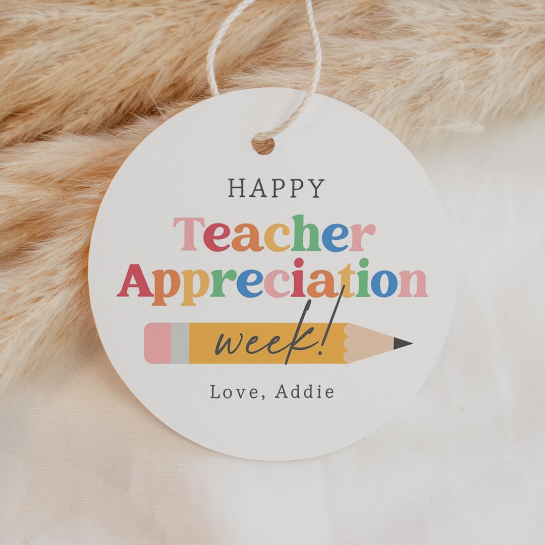 Rainbow Teacher Appreciation Week Tag Template, Printable Thank You ...