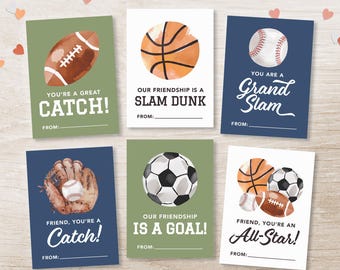 Printable Sports Valentine's Day Cards, Kids Sports Valentine Tags ...