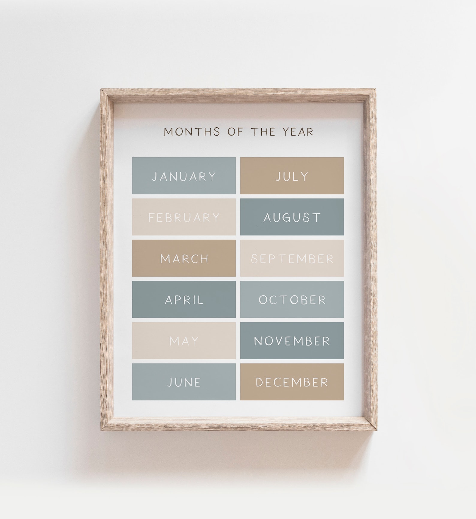 Neutral Months of the Year Poster Printable Wall Art Boys - Etsy