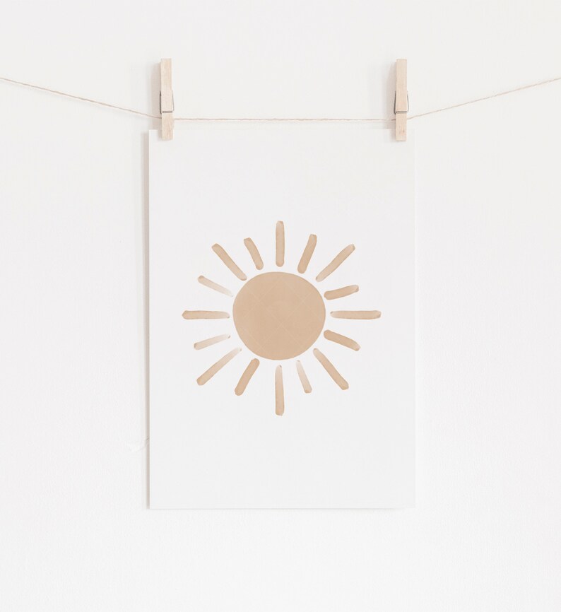 Neutral Cloud Moon and Sun Set of 3 Prints, Neutral Nursery Decor ...