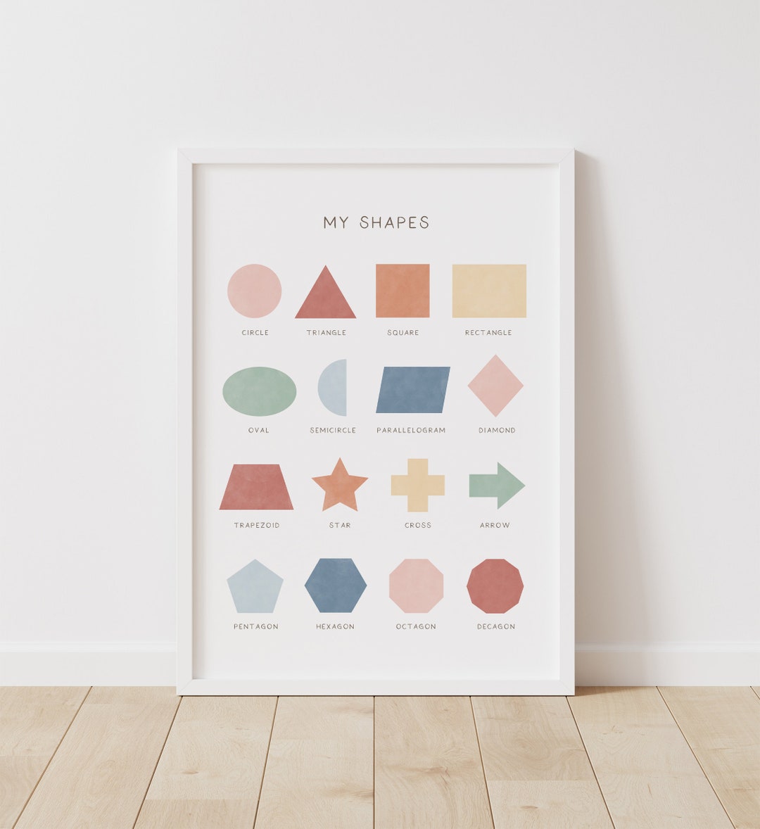 Rainbow Shapes Print, Printable Wall Art, Montessori Nursery Poster ...