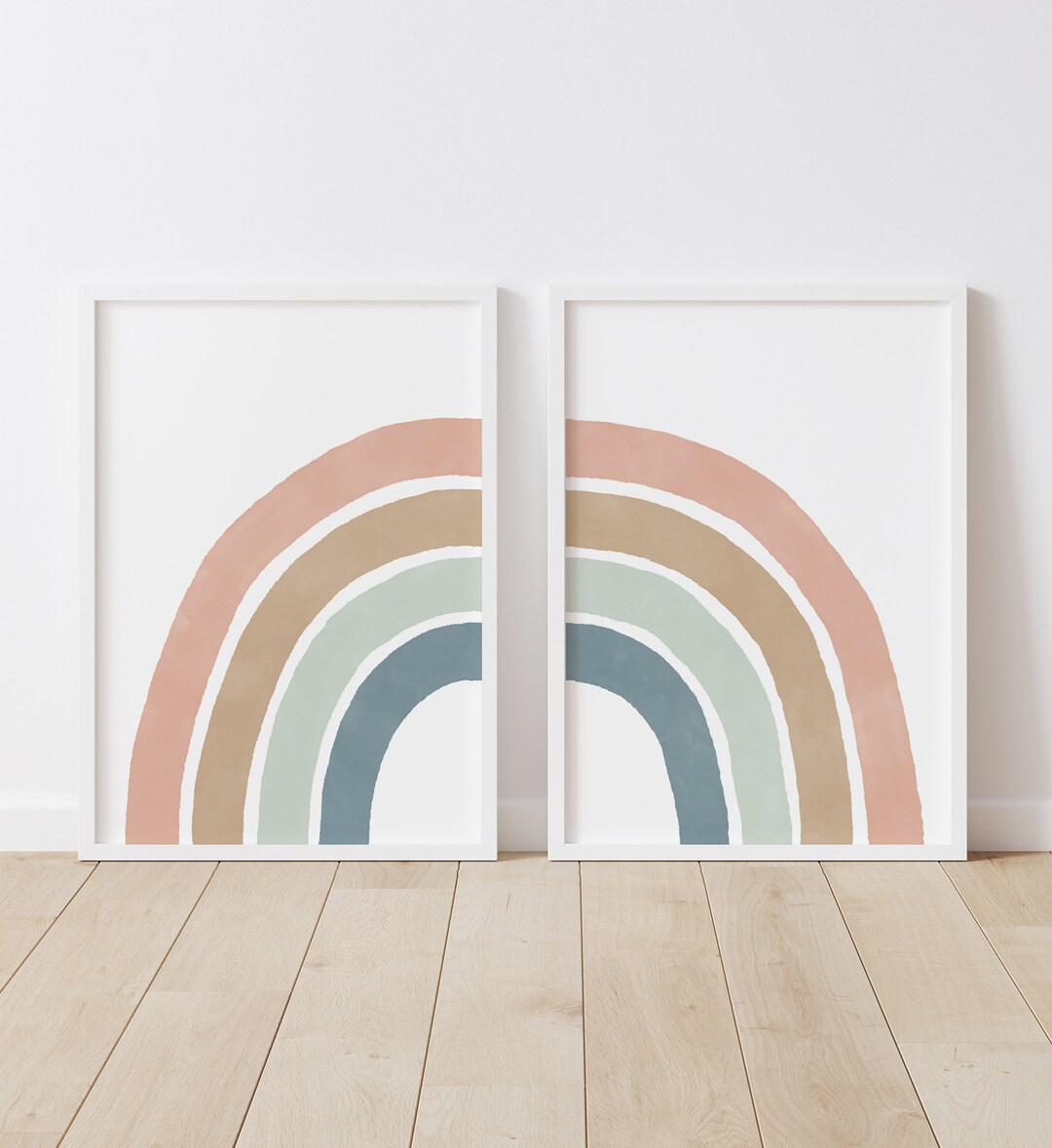 Pastel Rainbow Wall Art Set of 2 Prints, Rainbow Nursery Decor ...