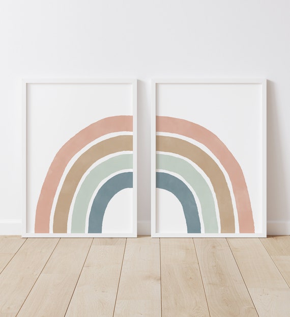 Pastel Rainbow Wall Art Set of 2 Prints Rainbow Nursery - Etsy