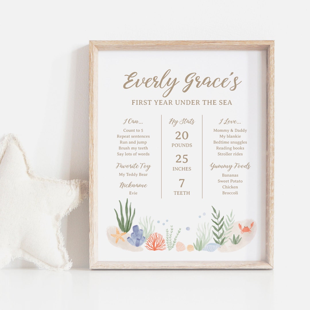 Editable Under the Sea Birthday Party Milestone Sign, Printable Ocean ...