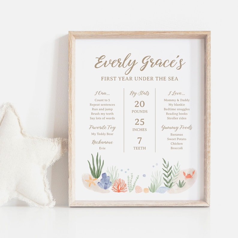 Editable Under the Sea Birthday Party Milestone Sign, Printable Ocean ...