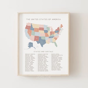 Rainbow United States Map Print, US Map Poster, Printable Educational ...