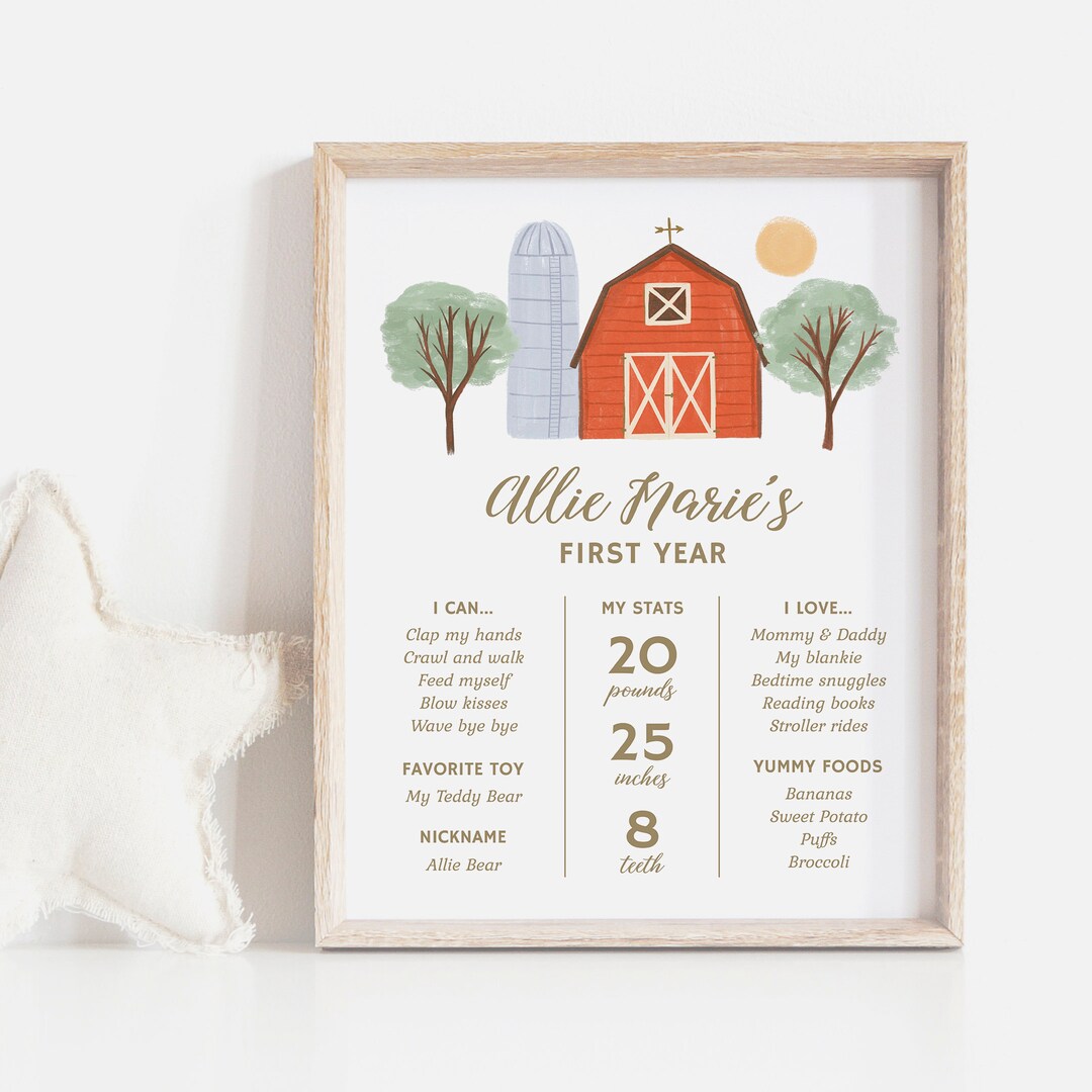 Editable Farm Birthday Party Milestone Sign, Printable Barnyard Animals ...