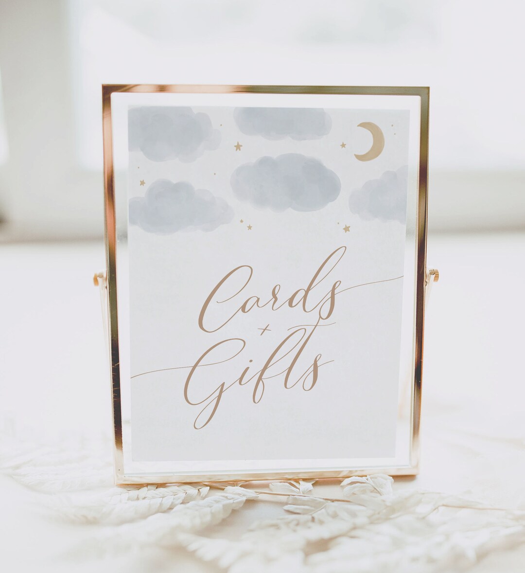 Moon and Stars Baby Shower Cards and Gifts Sign, Printable Over the ...