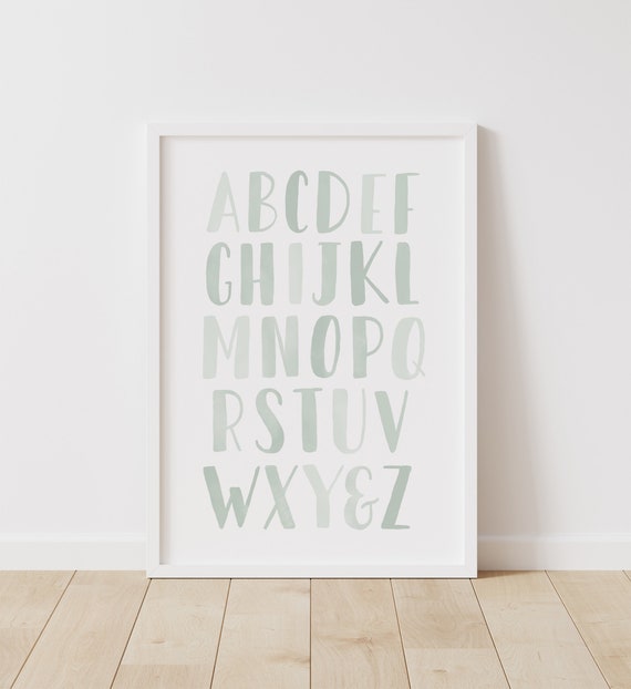 Mint Green Alphabet Poster ABC Print Printable Wall Art | Etsy