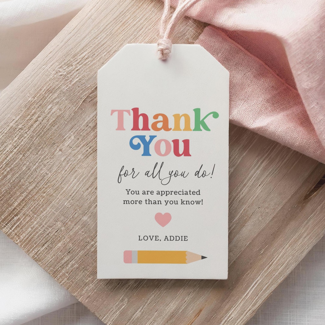 Rainbow Teacher Appreciation Week Tag Template, Printable Thank You for ...