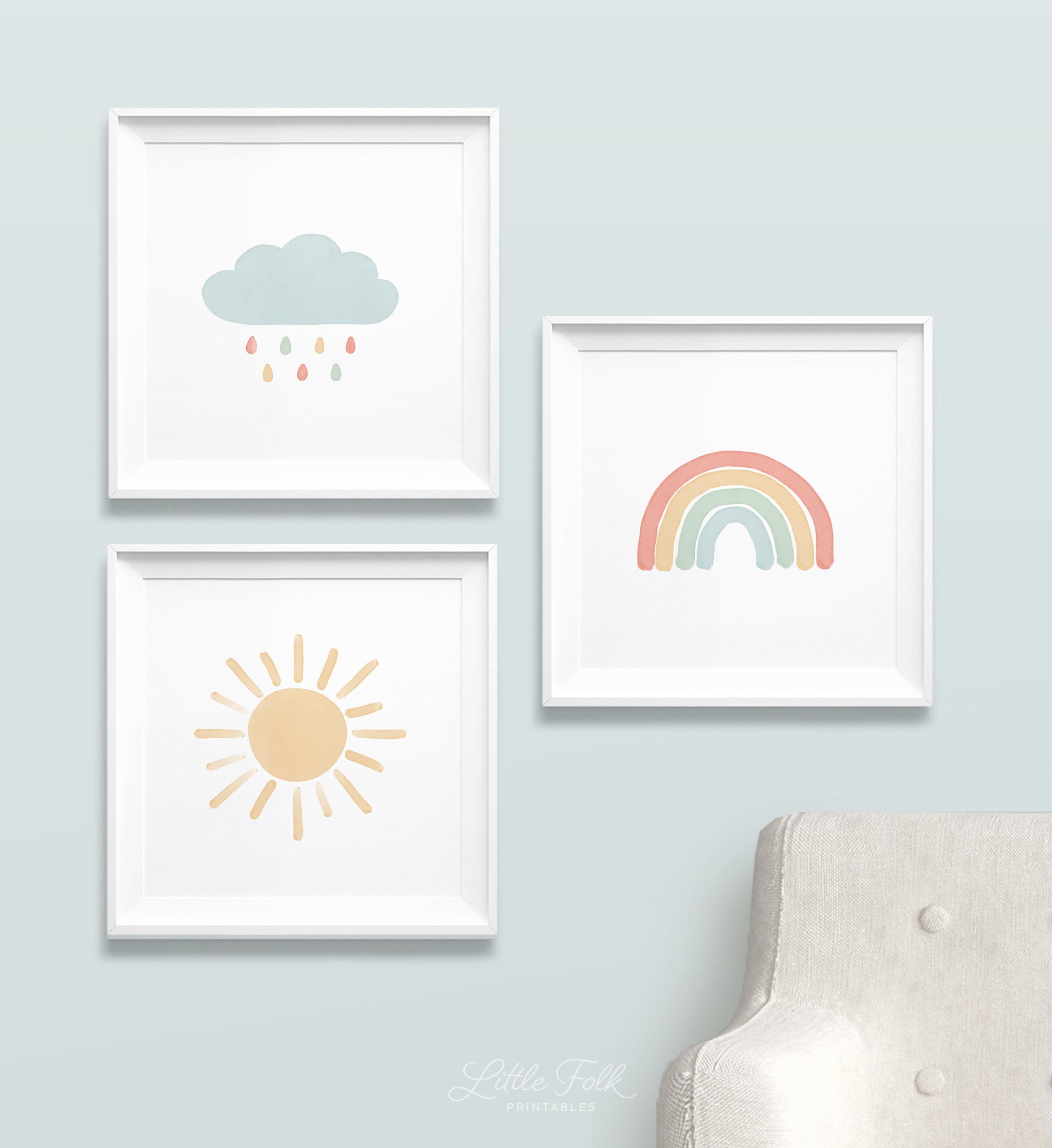 Rainbow Wall Art Set of 3 Prints Nursery Decor Printable - Etsy
