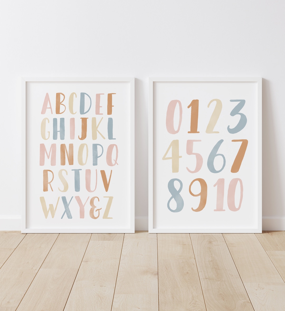 Neutral Alphabet and Numbers Posters, ABC Print, Printable Educational ...