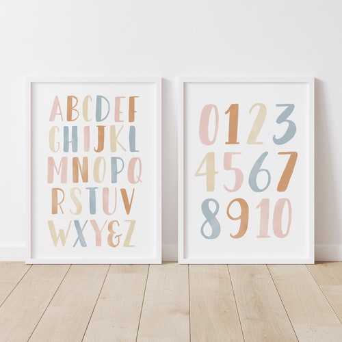 Neutral Alphabet Poster ABC Print Printable Educational Wall - Etsy