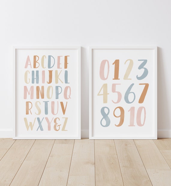 Neutral Alphabet and Numbers Posters ABC Print Printable - Etsy