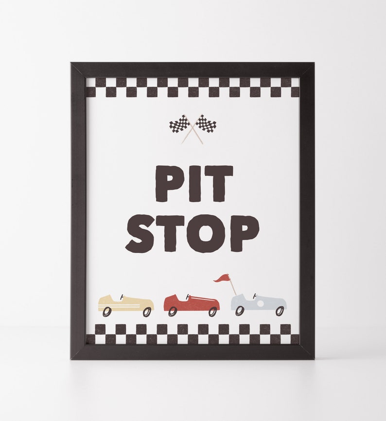 Race Car Birthday Party Pit Stop Sign Printable Two Fast - Etsy