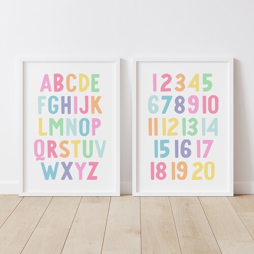 Pastel Nursery Wall Art ABC and Numbers Alphabet Print - Etsy