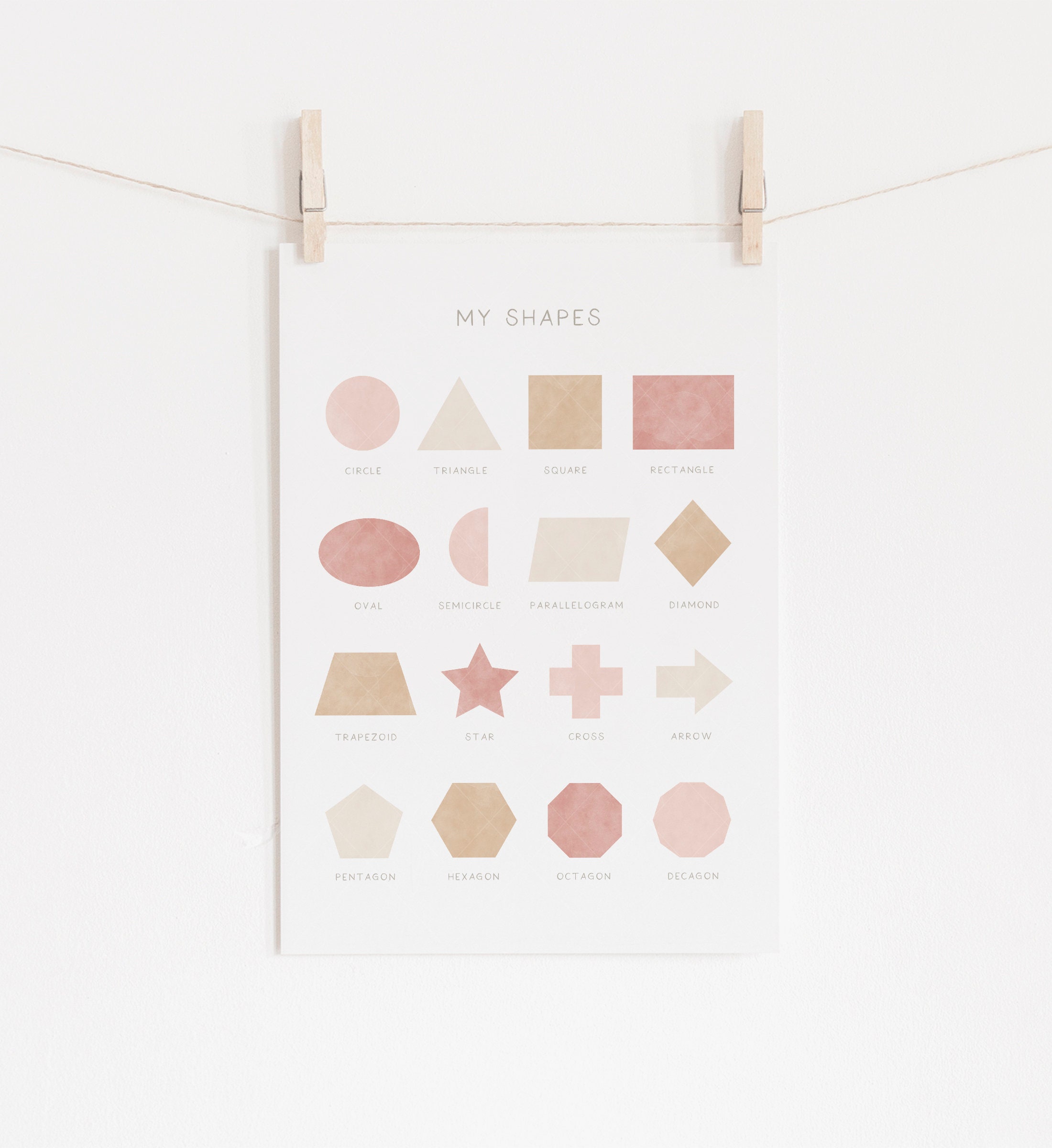 Neutral Shapes Print Printable Educational Wall Art - Etsy