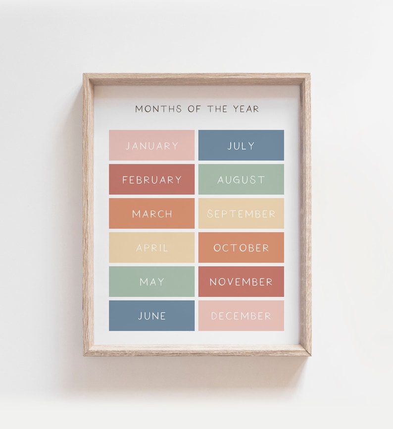 Rainbow Months of the Year Poster Printable Wall Art Rainbow - Etsy UK