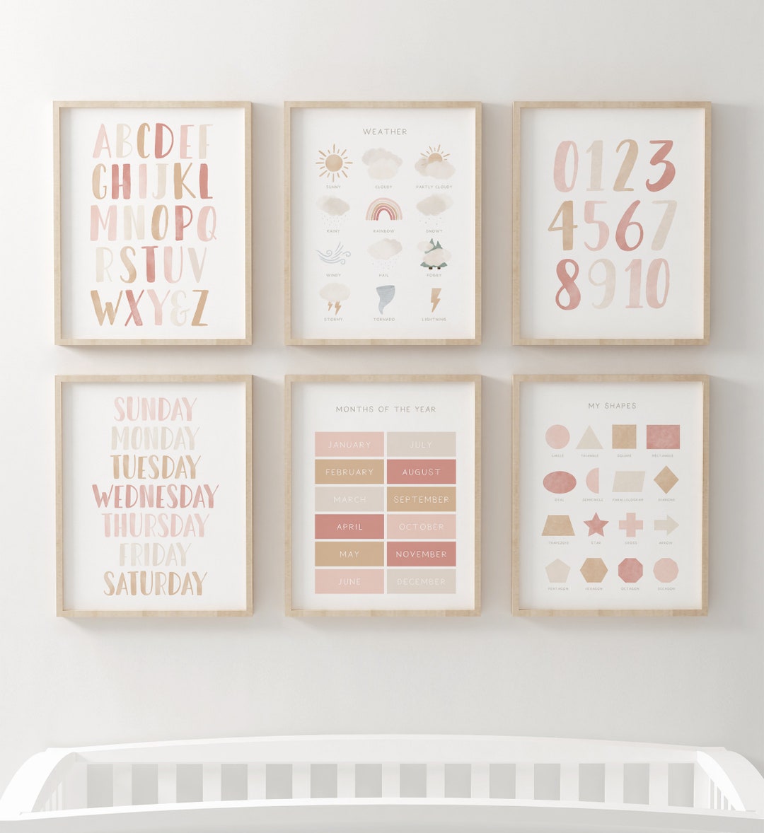 Neutral Classroom Decor Set of 6 Prints, Printable Educational Wall Art ...