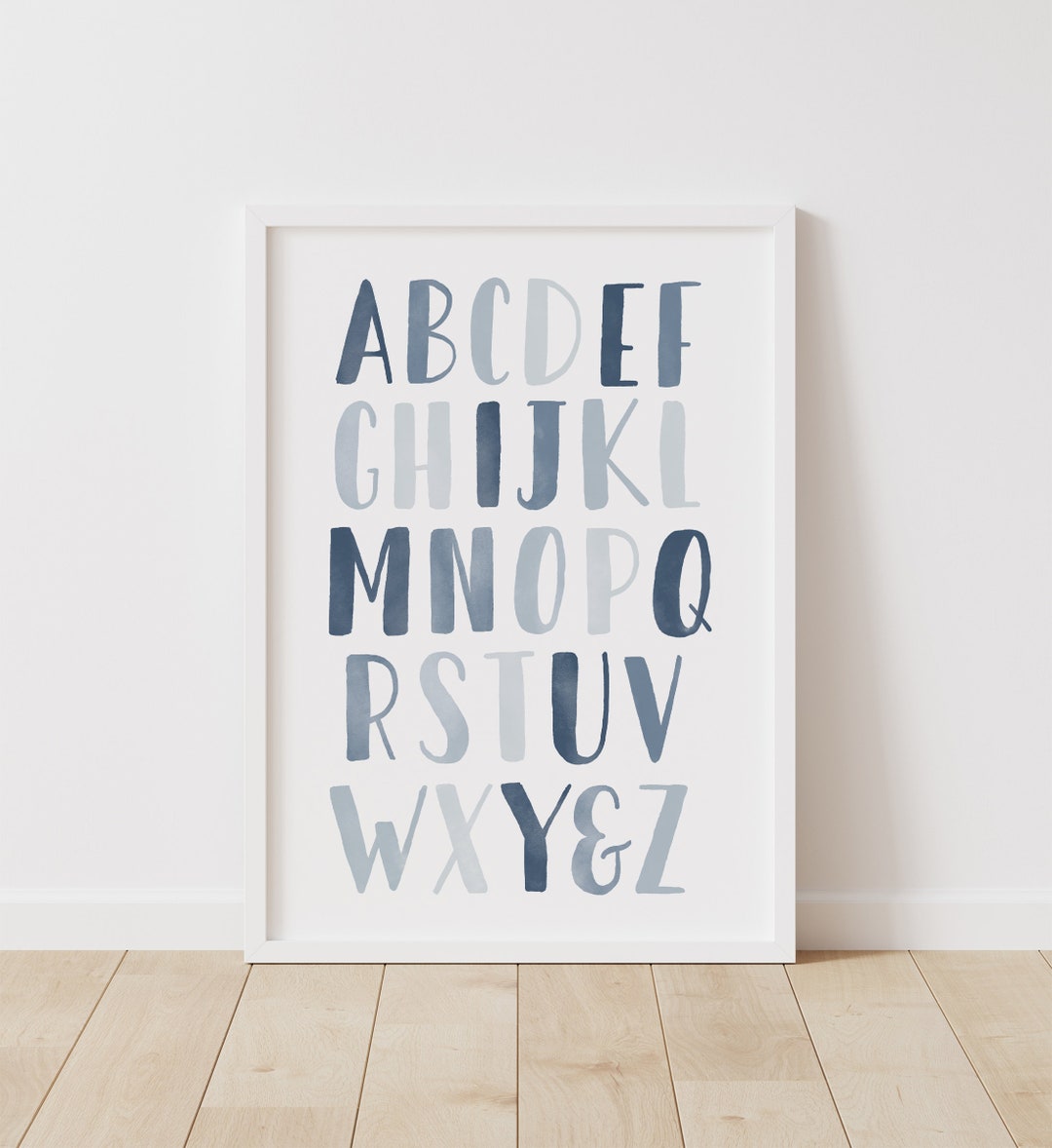 Navy Blue Alphabet Poster, ABC Print, Printable Wall Art, Kids Room ...