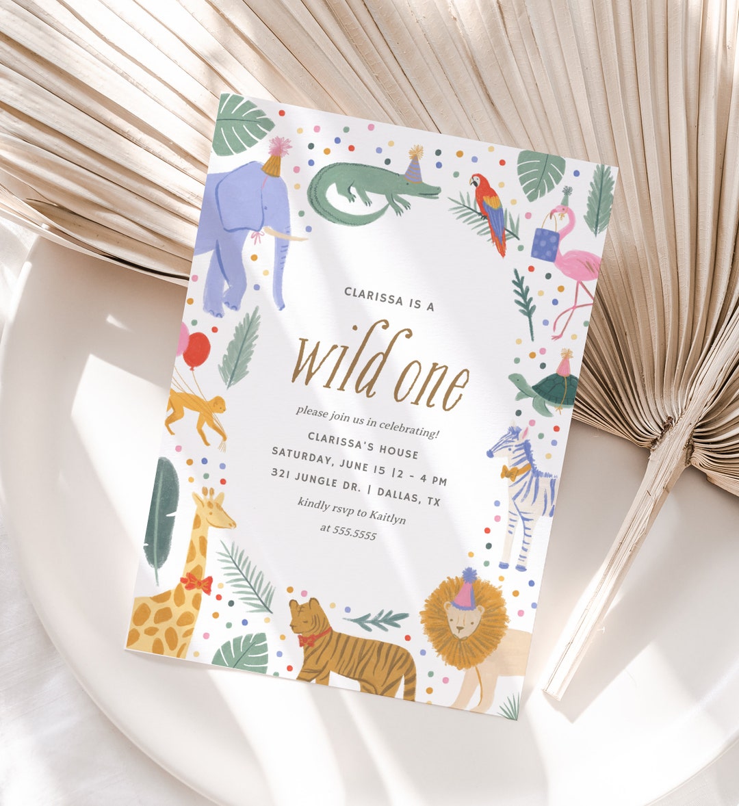 Editable Wild One 1st Birthday Party Invitation Jungle Safari - Etsy