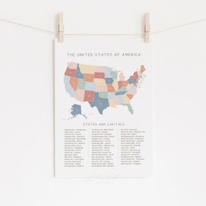 Rainbow United States Map Print, US Map Poster, Printable Educational ...