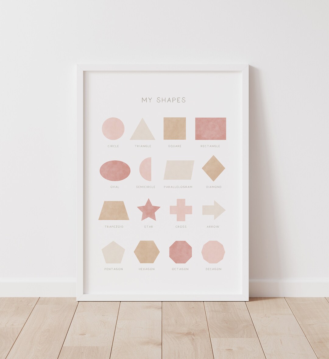 Neutral Shapes Print Printable Educational Wall Art - Etsy