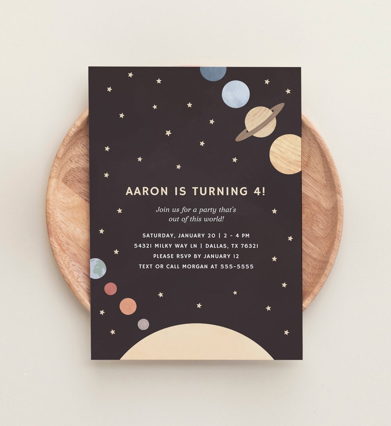 Editable Outer Space Birthday Party Invitation Solar System - Etsy