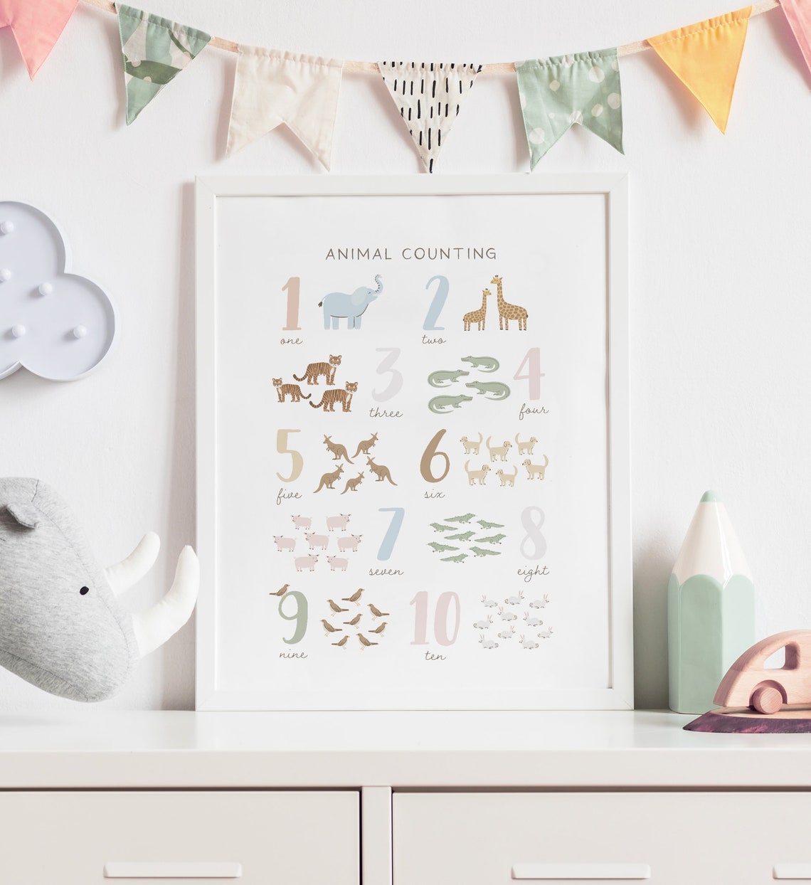 Animal Numbers Print PRINTABLE Wall Art Counting Poster - Etsy