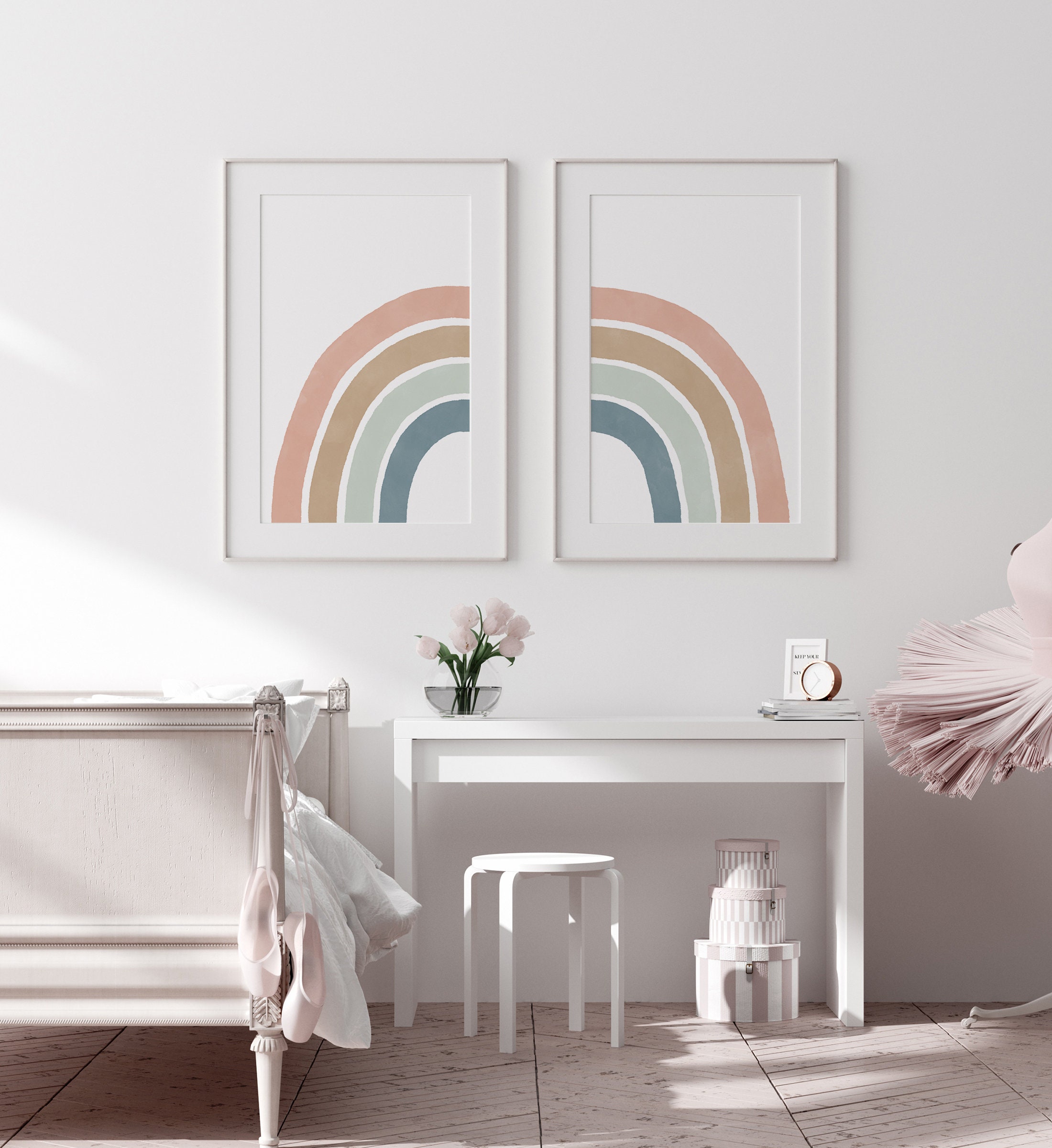 Pastel Rainbow Wall Art Set of 2 Prints Rainbow Nursery - Etsy
