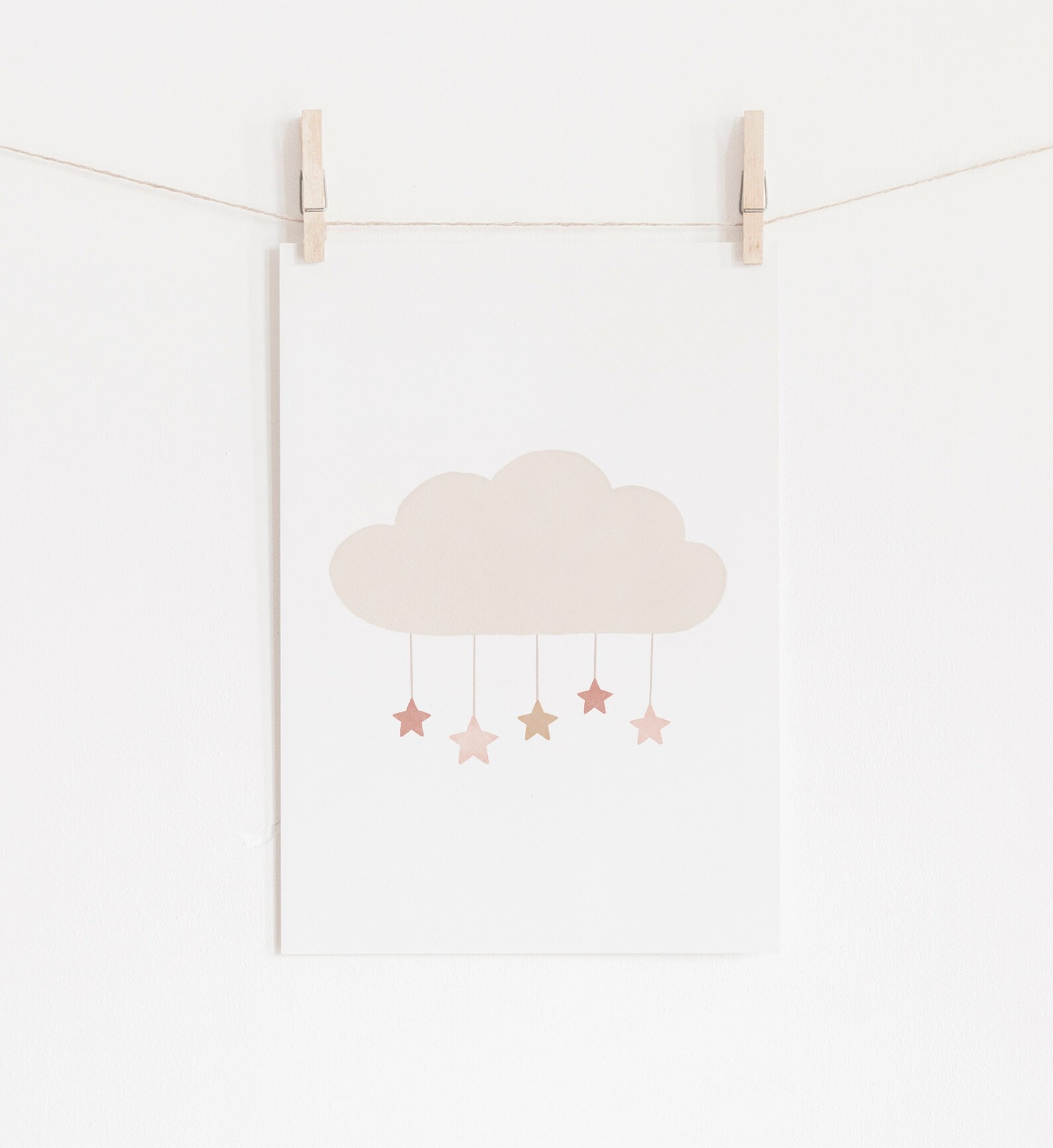 Neutral Cloud Print Cloud and Stars Nursery Art PRINTABLE - Etsy