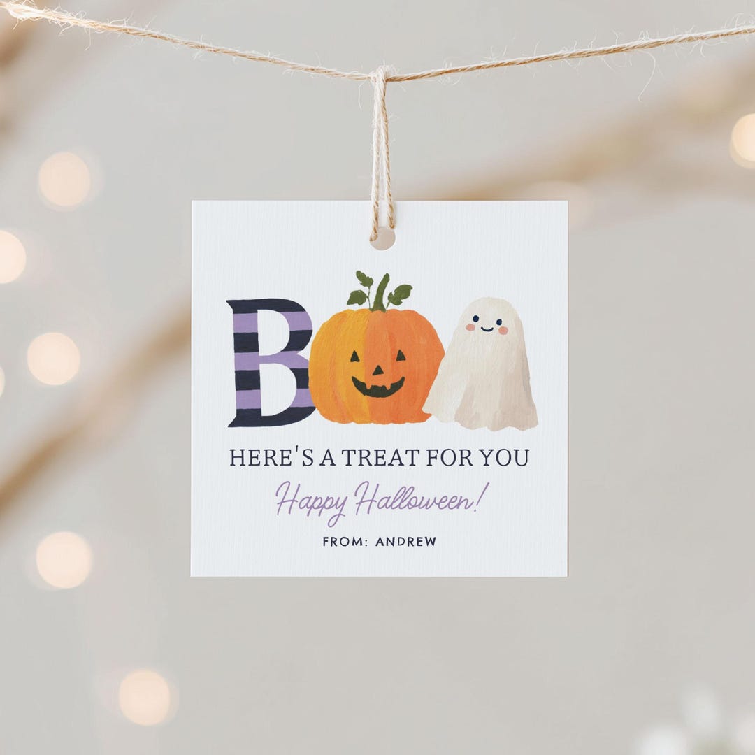 Editable Halloween Gift Tag Template, Printable Halloween Ghost Pumpkin ...