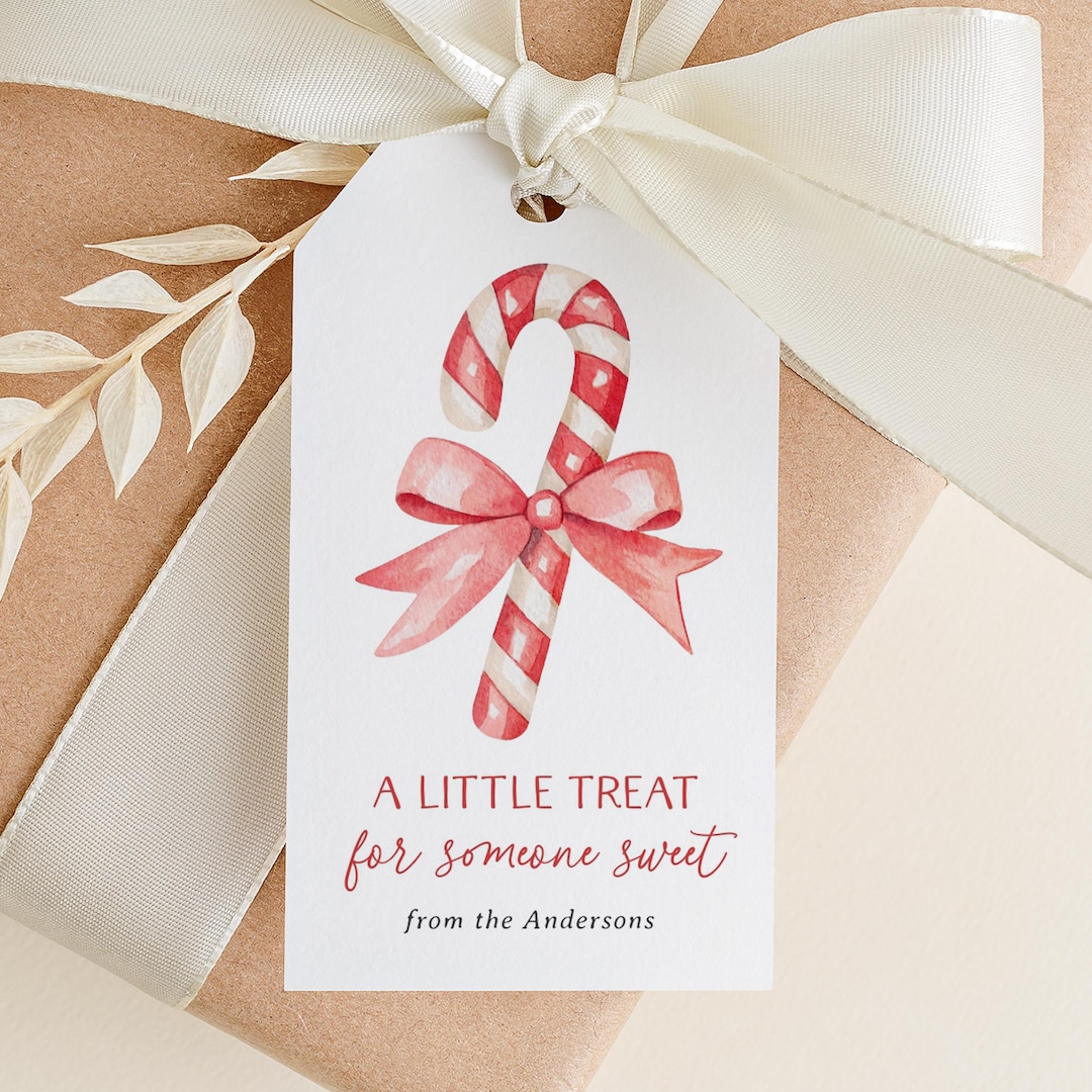 Printable Candy Cane Gift Tag Template, Editable Christmas Gift Tag, A ...