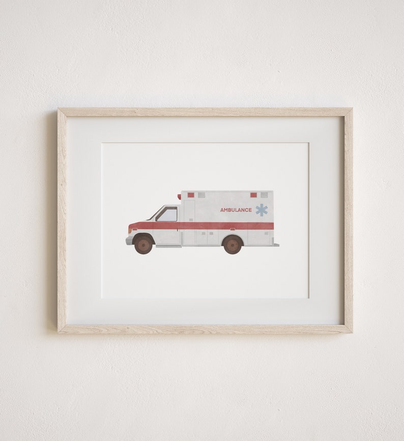 Ambulance Print Printable Ambulance Wall Art Emergency - Etsy
