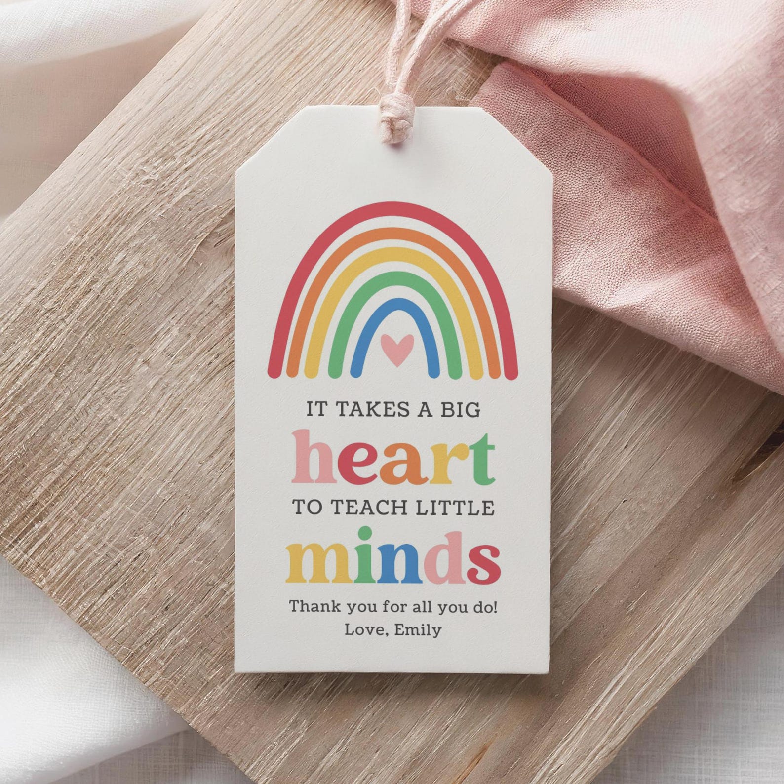 Rainbow Teacher Appreciation Week Tag Template, Printable Thank You ...