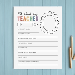 Printable Teacher Appreciation Week Coloring Page, All About My Teacher ...