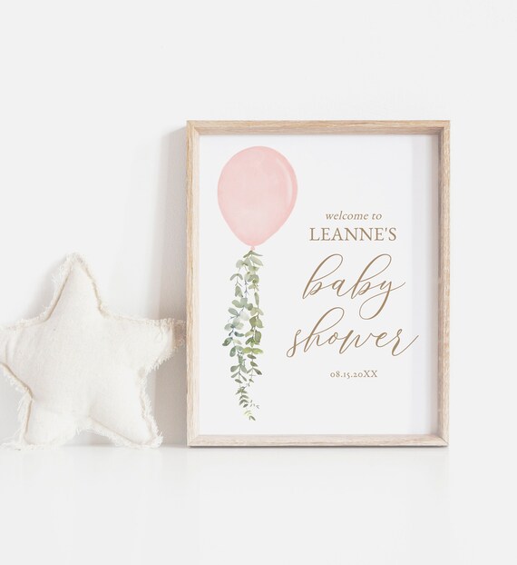 Pink Balloon Baby Shower Welcome Sign Girl Baby Shower - Etsy