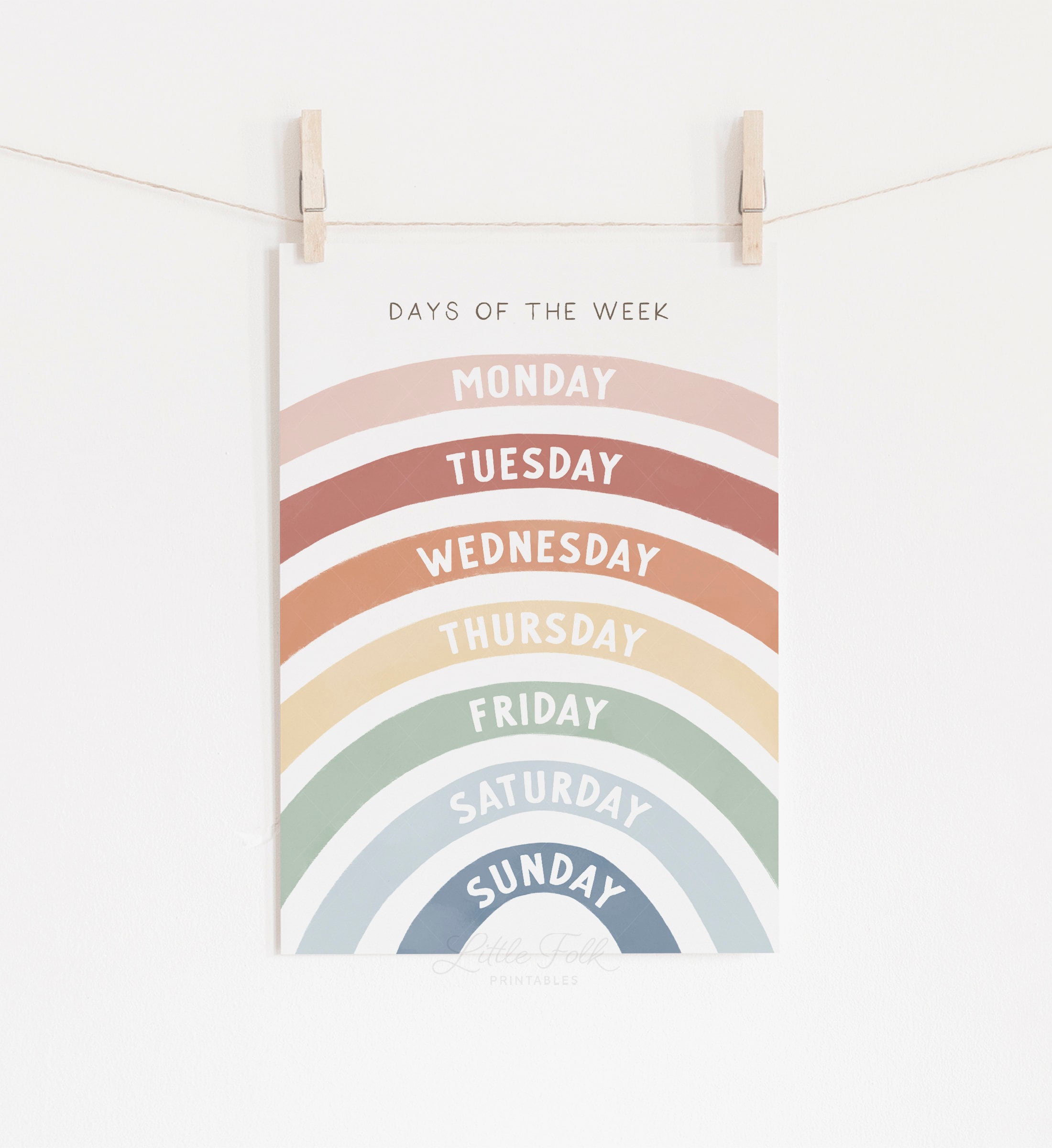 Rainbow Days of the Week Poster, Printable Educational Wall Art ...