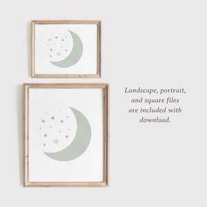 Sage Green Moon Print, Gender Neutral Nursery Decor, PRINTABLE Moon and ...
