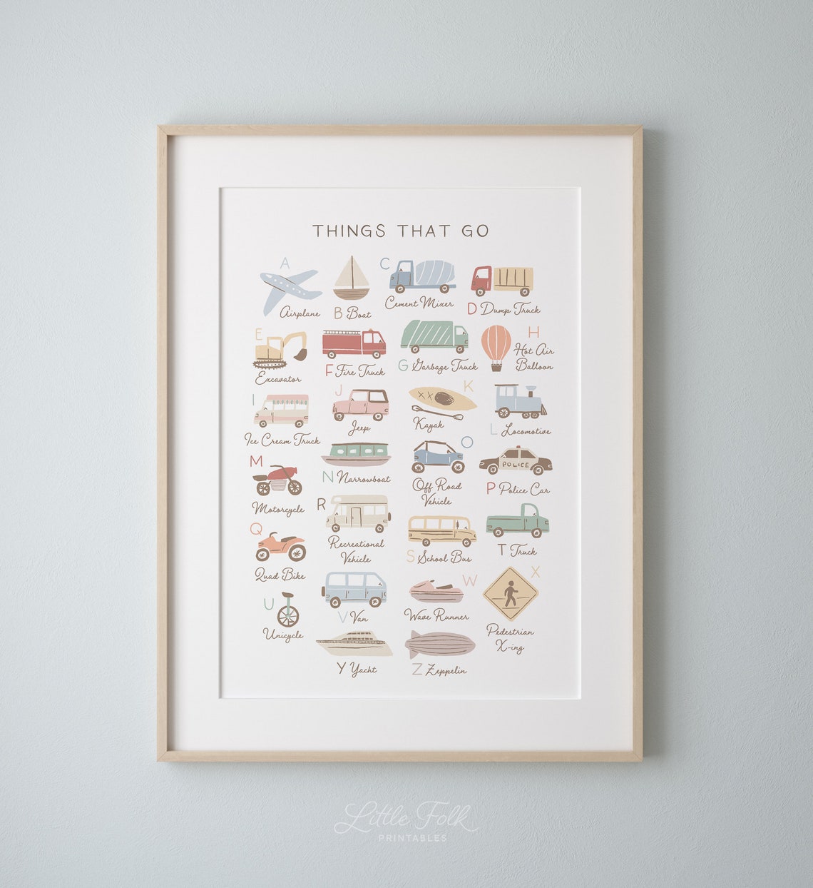 Transportation Alphabet Poster, Printable Vehicle ABC Print ...