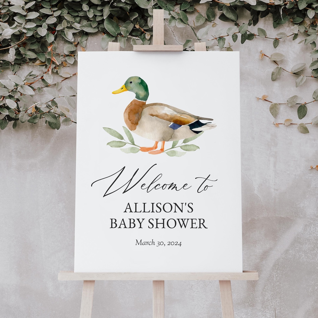 Duck Baby Shower Welcome Sign, Mallard Duck Boy Baby Shower Welcome ...