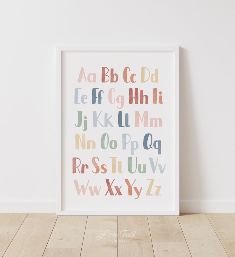Rainbow Alphabet Poster, ABC Print, Printable Educational Wall Art ...