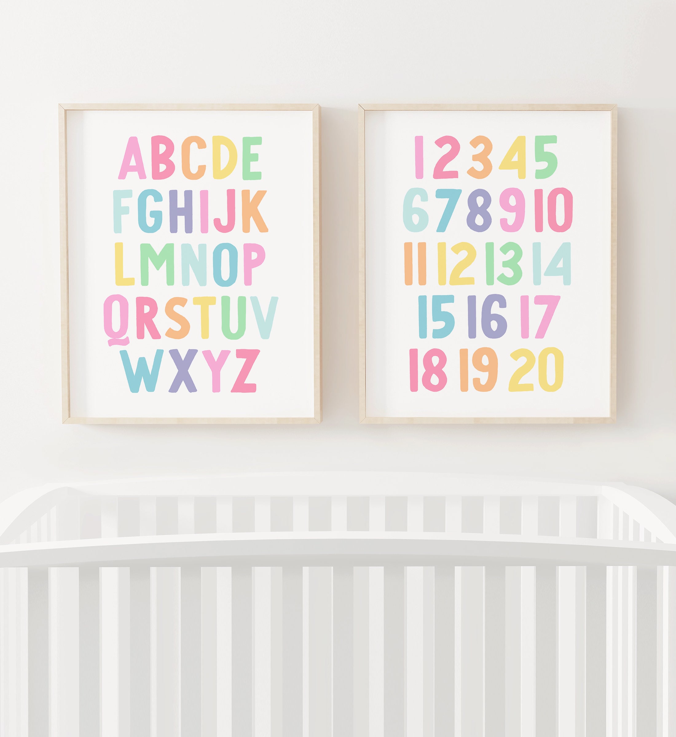 Pastel Rainbow Alphabet and Numbers Set of 2 Prints ABC - Etsy Australia