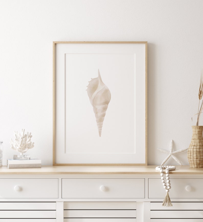 Conch Shell Print, Beach Nursery Decor, PRINTABLE Watercolor Sea Shell ...