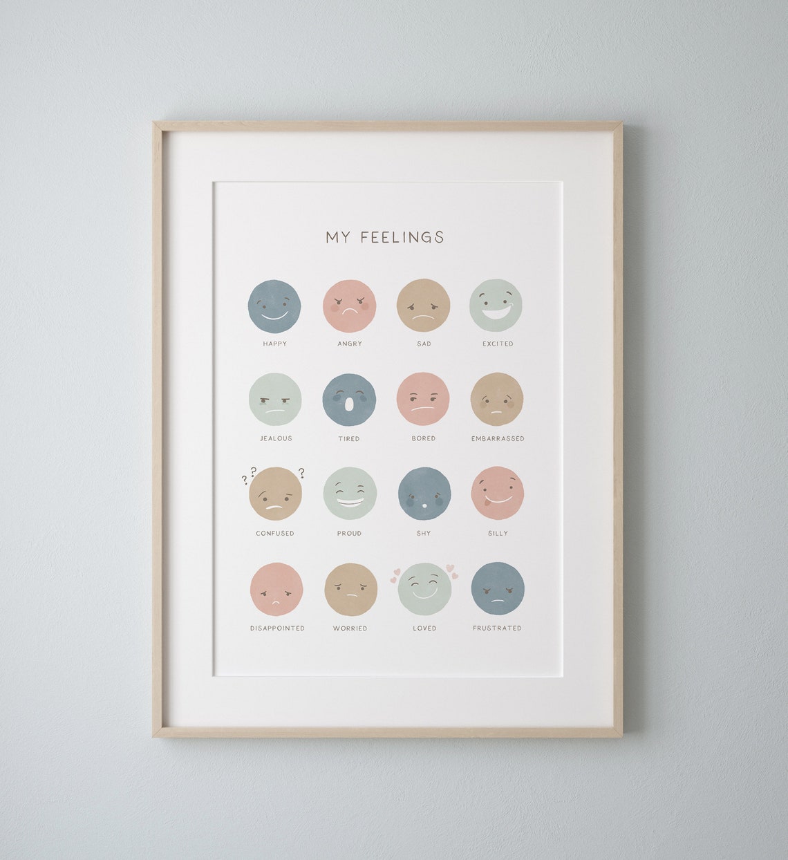 Pastel Feelings Chart Emotions Print PRINTABLE Wall Art | Etsy