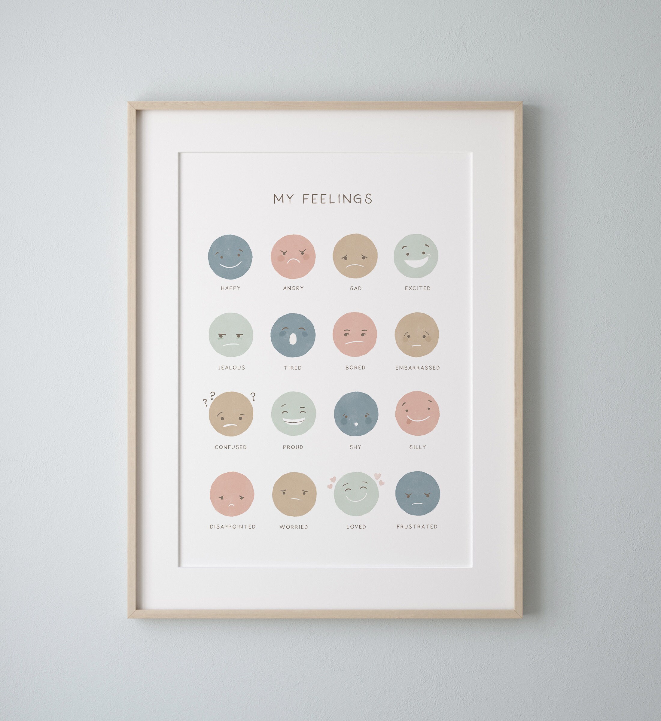 Pastel Feelings Chart, Emotions Print, PRINTABLE Wall Art, Montessori ...